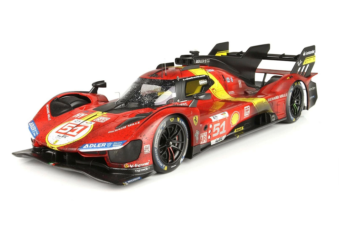 Ferrari 499P Winner 24h Le Mans 2023 Dirty Version inkl. Vitrine BBR 1: ...